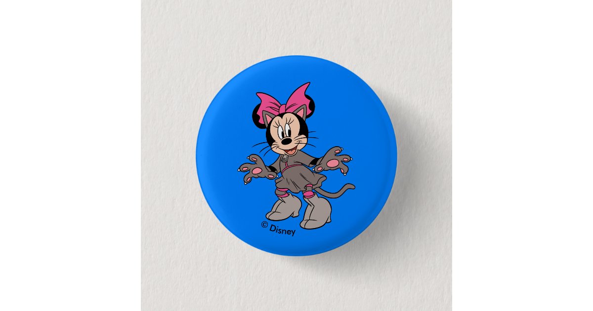 Minnie Mouse Dressed as Cute Cat Button | Zazzle