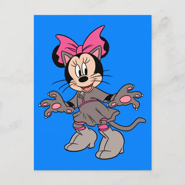 Minnie Mouse Dressed as Cute Cat Postcard | Zazzle