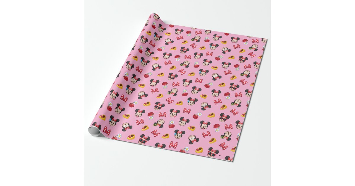 Minnie Mouse Emoji Pattern Wrapping Paper | Zazzle