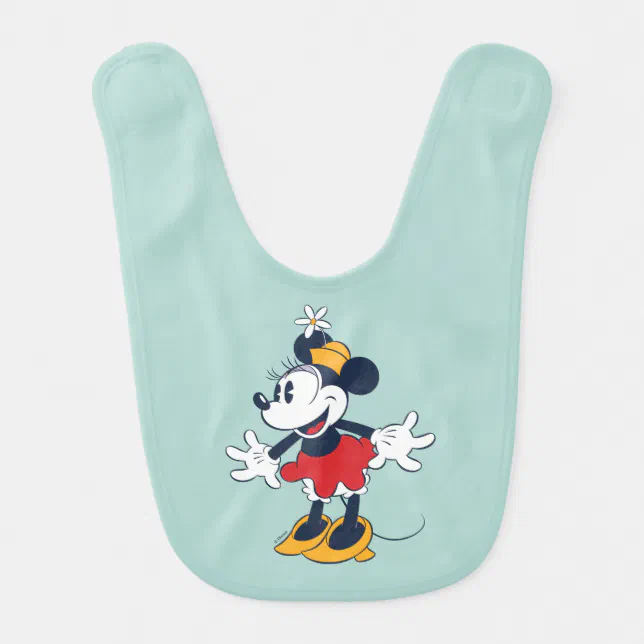 Minnie Mouse | Fun Flower Hat Pose Baby Bib | Zazzle