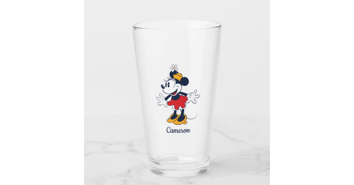 Minnie Mouse | Fun Flower Hat Pose Glass | Zazzle