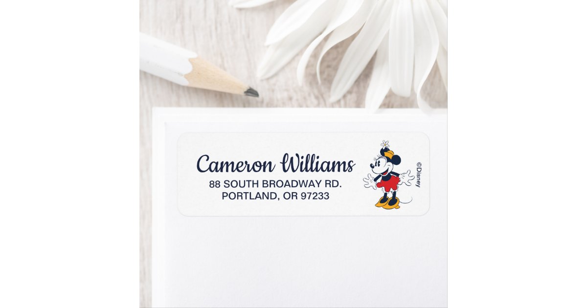 Minnie Mouse | Fun Flower Hat Pose Label | Zazzle