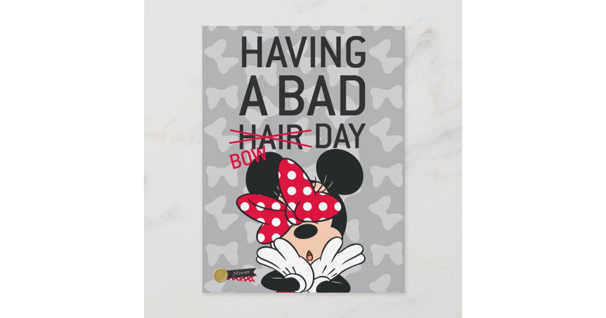 Minnie Mouse | Having a Bad Bow Day Postcard | Zazzle