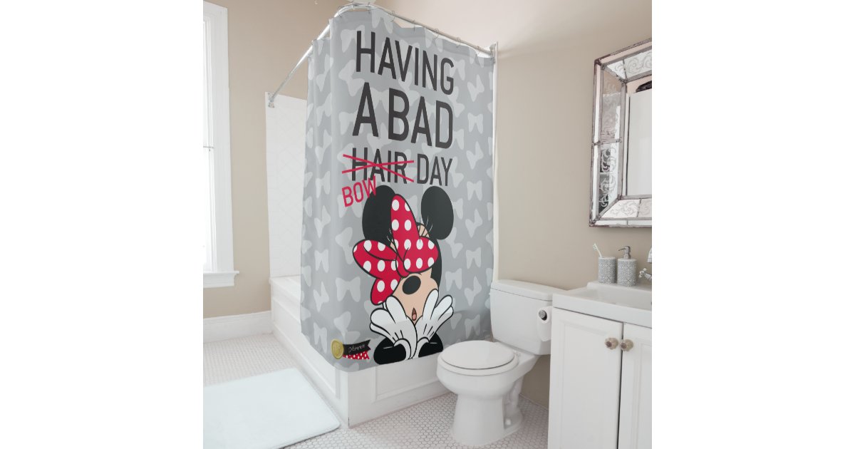 Minnie Mouse | Having a Bad Bow Day Shower Curtain | Zazzle