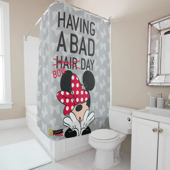 Minnie Mouse | Having a Bad Bow Day Shower Curtain | Zazzle