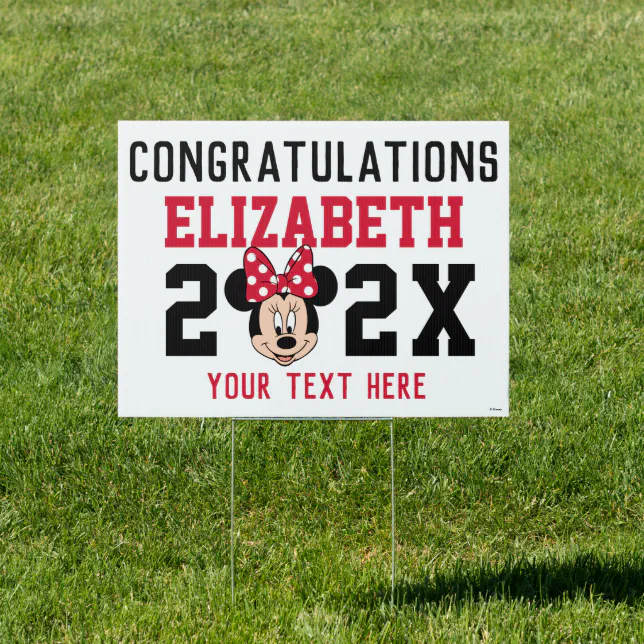 Minnie Mouse Head | Graduation Sign | Zazzle