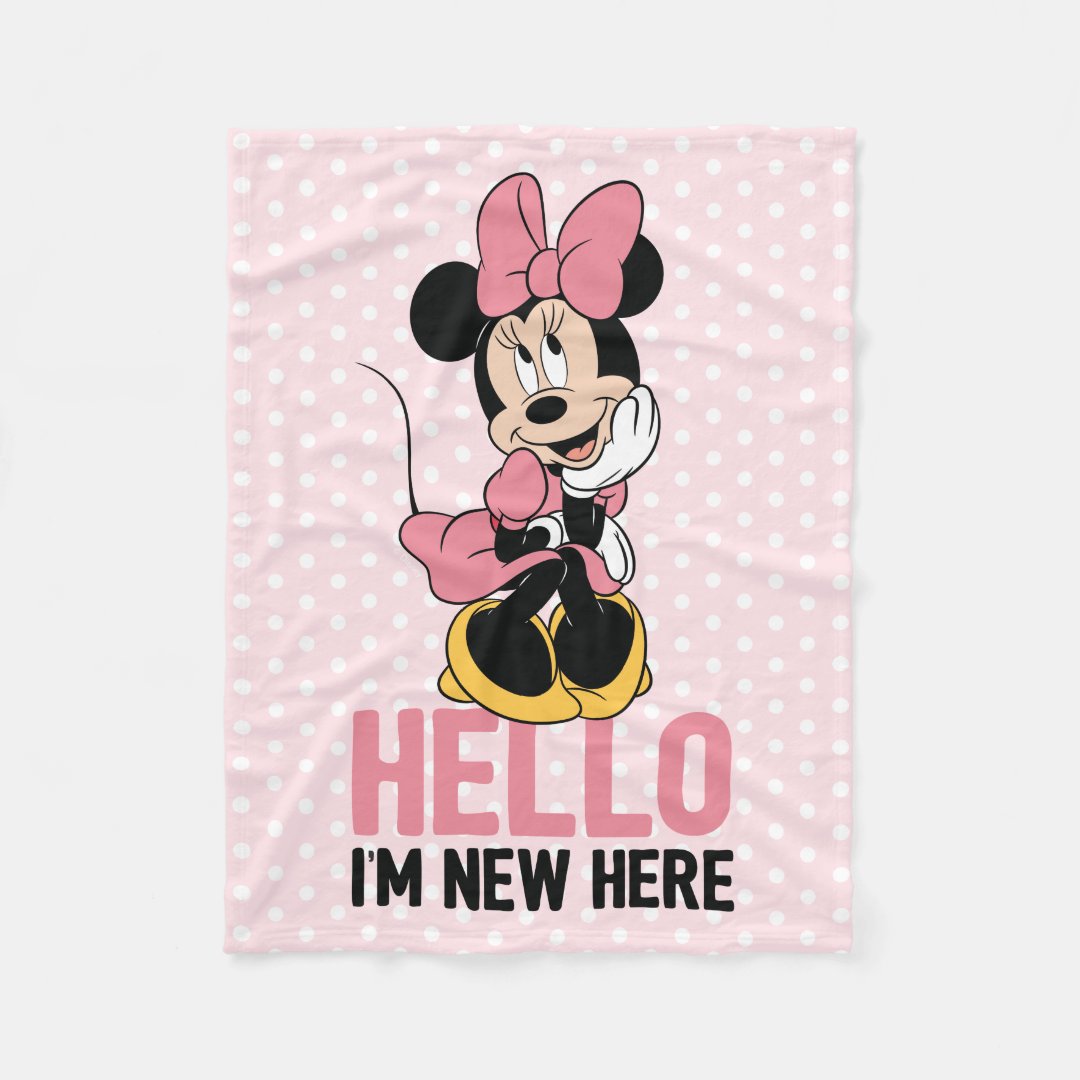 Minnie Mouse | Hello I'm New Here Fleece Blanket | Zazzle
