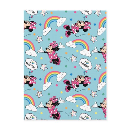 Minnie Mouse | I Love Rainbows Pattern Fabric | Zazzle