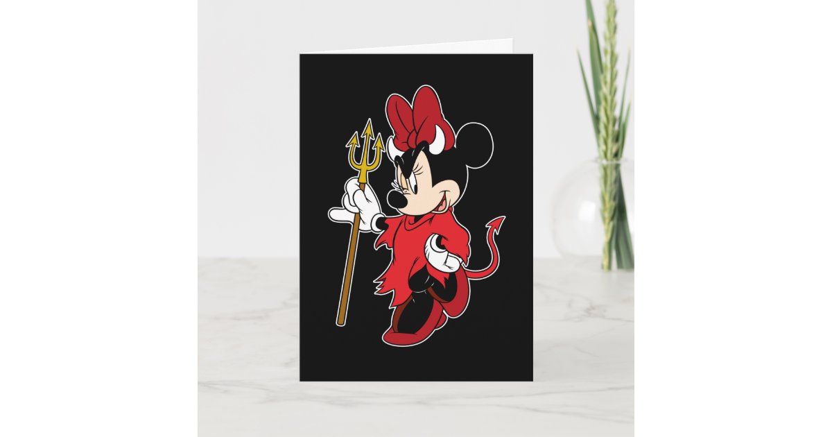 Minnie Mouse in Devil Costume Card | Zazzle