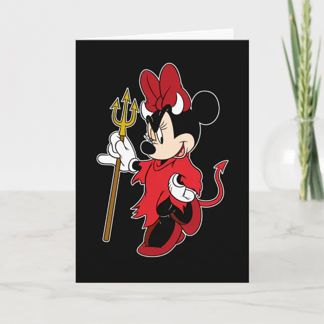 Minnie Mouse in Devil Costume Card | Zazzle