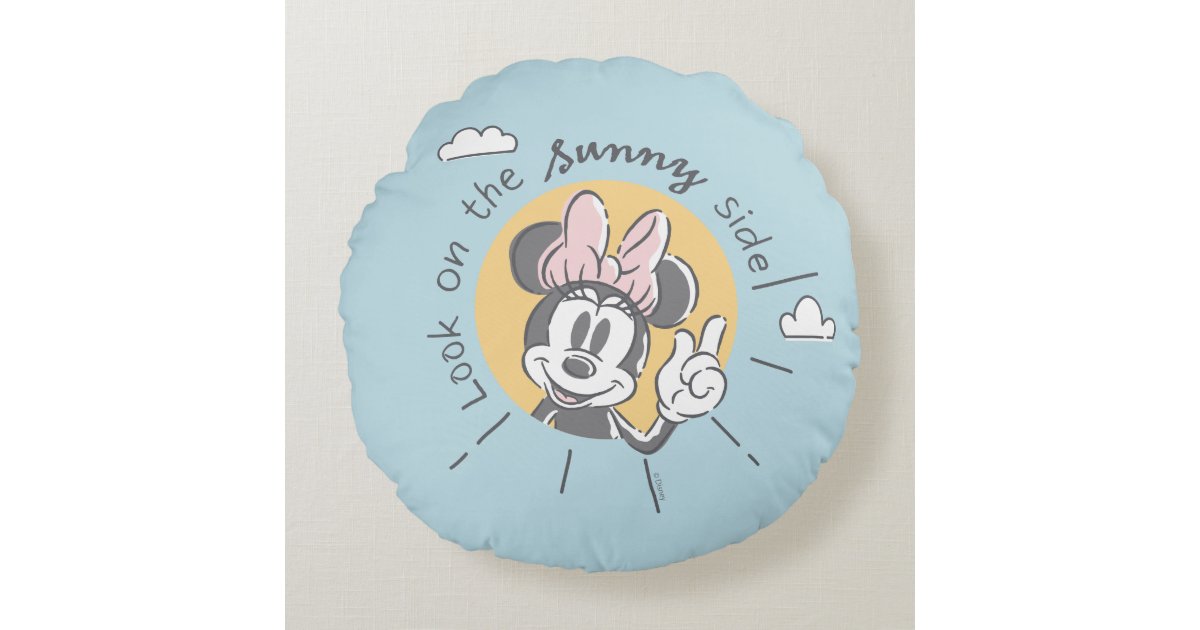 Minnie Mouse | Look on the Sunny Side Round Pillow | Zazzle