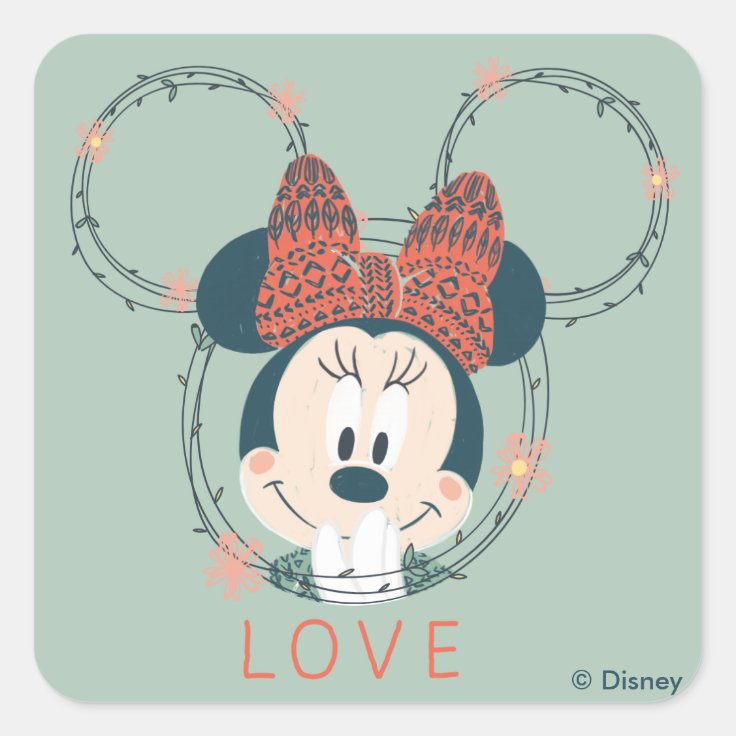 Minnie Mouse | Love Square Sticker | Zazzle
