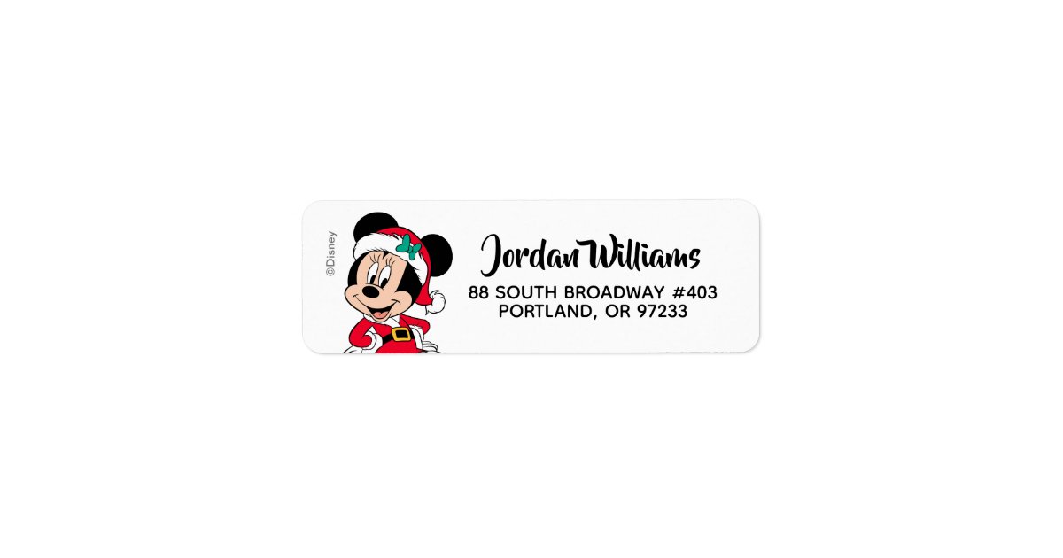 Minnie Mouse | Mrs. Claus Outfit Label | Zazzle