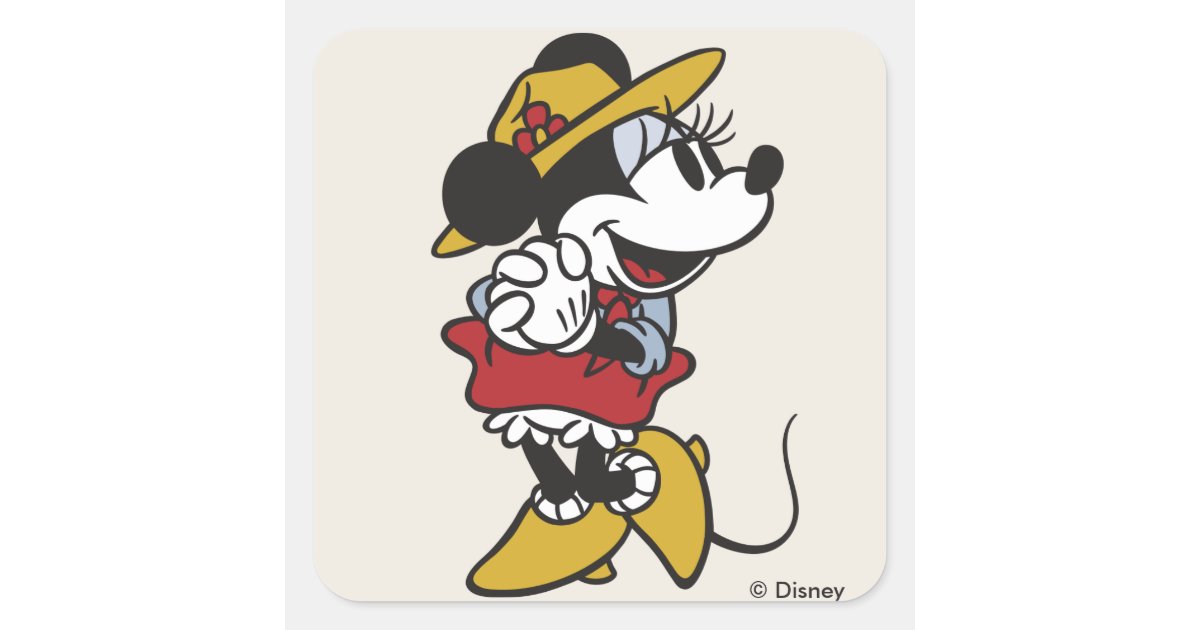 Minnie Mouse | Outdoor Minnie Square Sticker | Zazzle