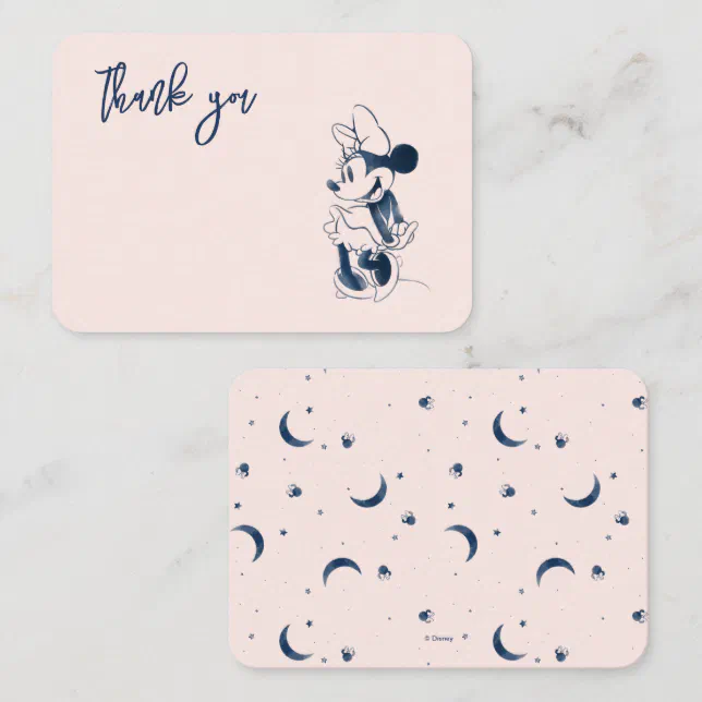 Minnie Mouse | Over the Moon - Girl Baby Shower Place Card | Zazzle