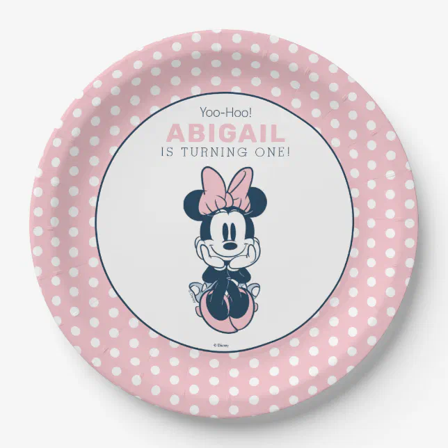 Minnie Mouse Pink & Blue 1st Birthday Paper Plates | Zazzle