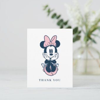 Minnie Mouse Pink & Blue Baby Shower Thank You Card | Zazzle