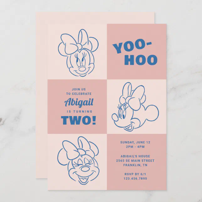 Minnie Mouse Pink Colorblock | Girls Birthday Invitation | Zazzle
