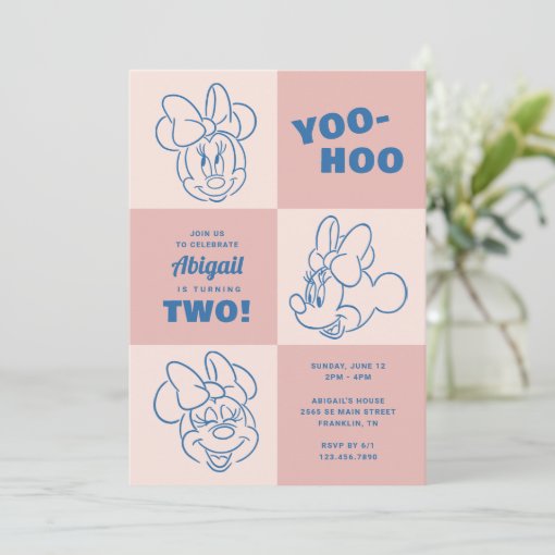 Minnie Mouse Pink Colorblock | Girls Birthday Invitation | Zazzle