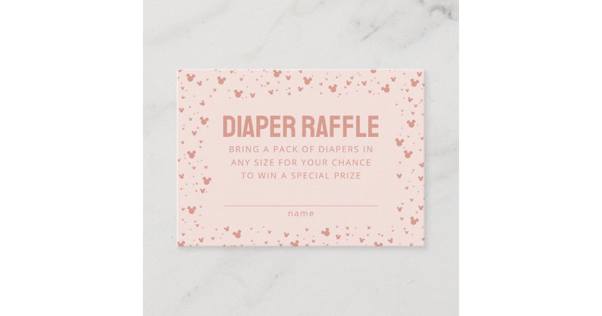 Minnie Mouse Pink Confetti Diaper Raffle Insert | Zazzle