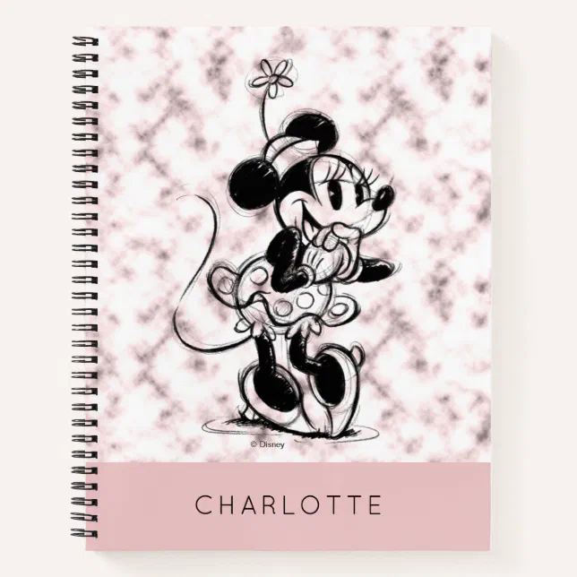 Minnie Mouse | Pink Marble - Add Your Name Notebook | Zazzle