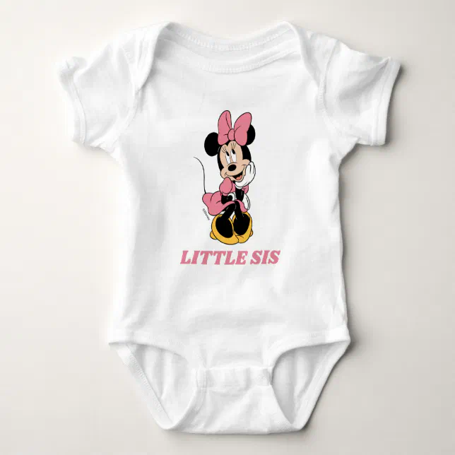 Minnie Mouse | Posing in Pink Baby Bodysuit | Zazzle