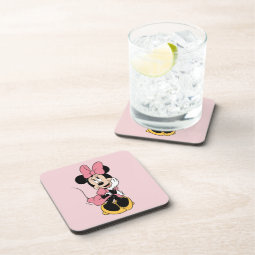 Minnie Mouse | Posing in Pink Beverage Coaster | Zazzle
