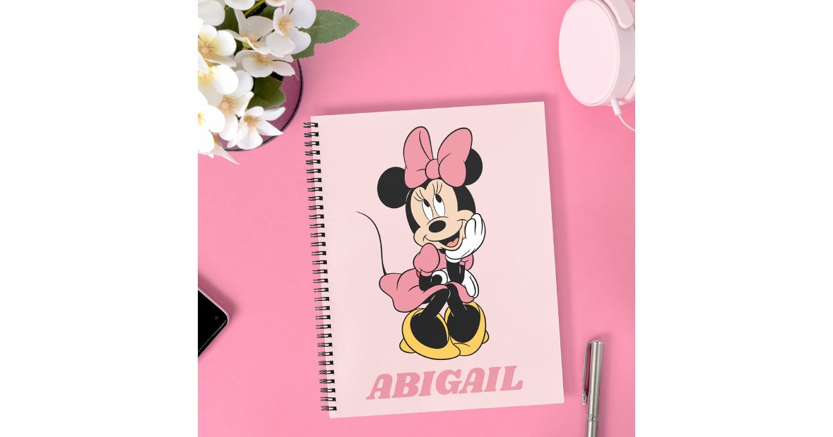 Minnie Mouse | Posing in Pink Notebook | Zazzle