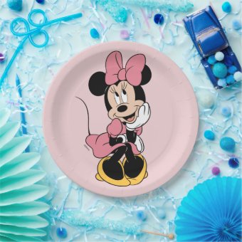 Minnie Mouse | Posing in Pink Paper Plates | Zazzle