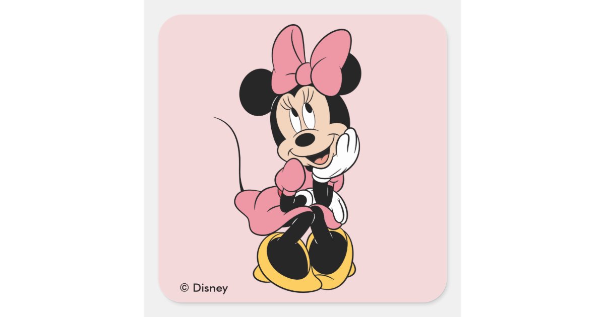 Minnie Mouse | Posing in Pink Square Sticker | Zazzle