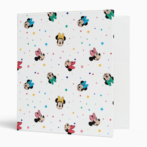 Minnie Mouse Rainbow Bow Pattern 3 Ring Binder | Zazzle