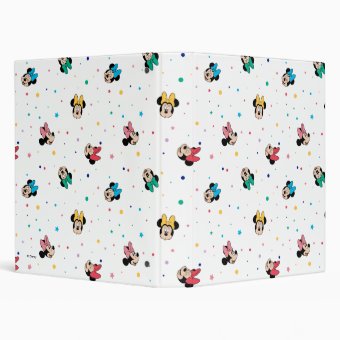 Minnie Mouse Rainbow Bow Pattern 3 Ring Binder | Zazzle