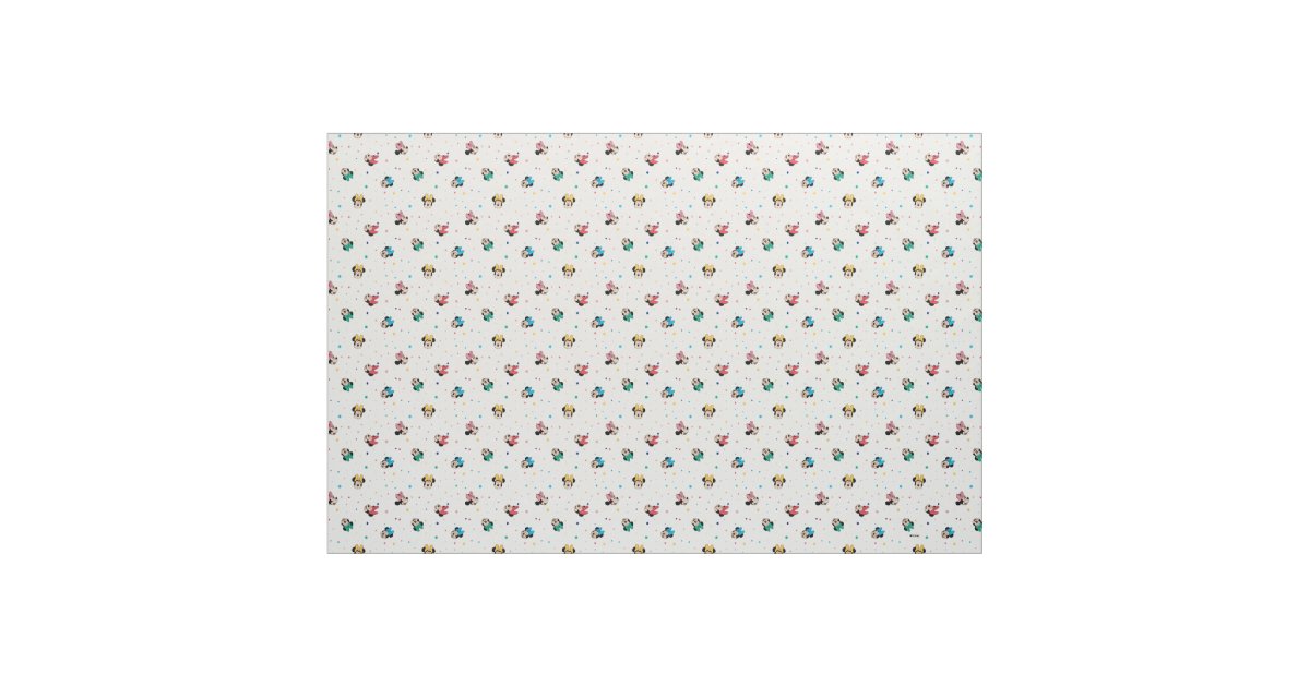 Minnie Mouse Rainbow Bow Pattern Fabric | Zazzle