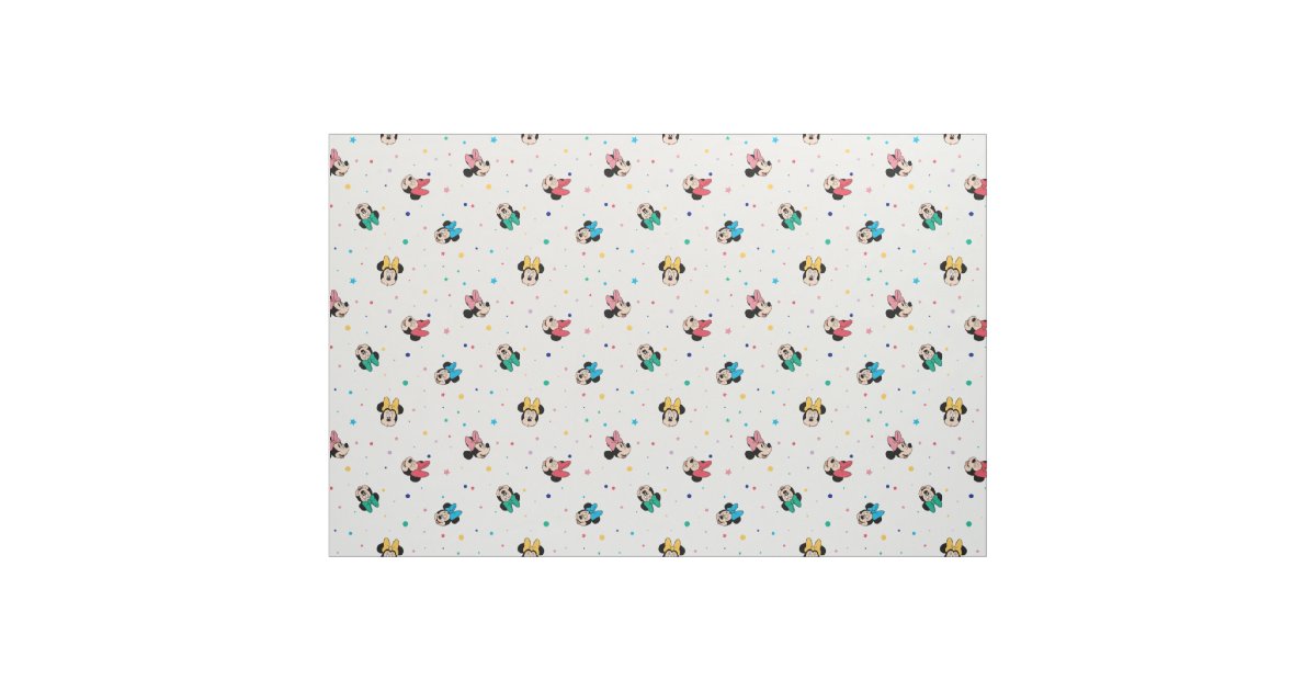 Minnie Mouse Rainbow Bow Pattern Fabric | Zazzle