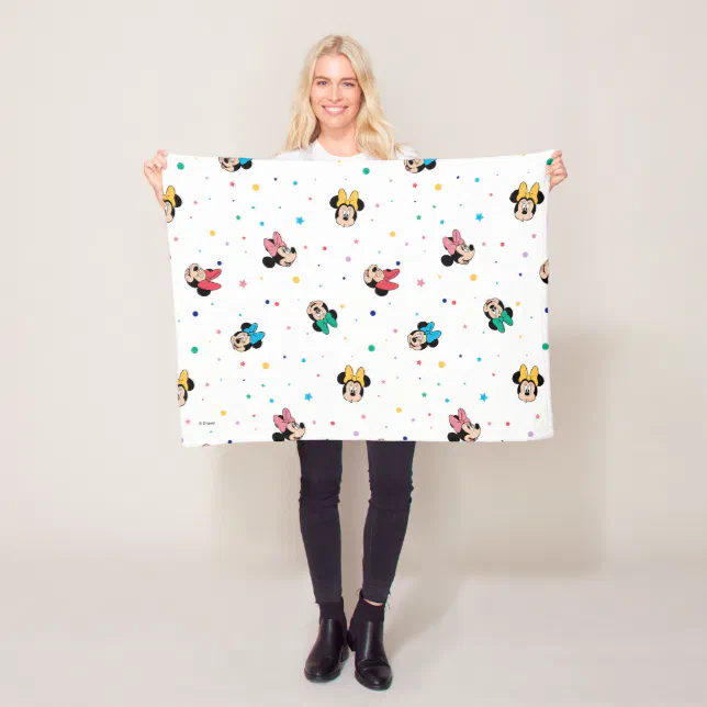 Minnie Mouse Rainbow Bow Pattern Fleece Blanket | Zazzle