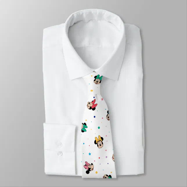 Minnie Mouse Rainbow Bow Pattern Neck Tie | Zazzle