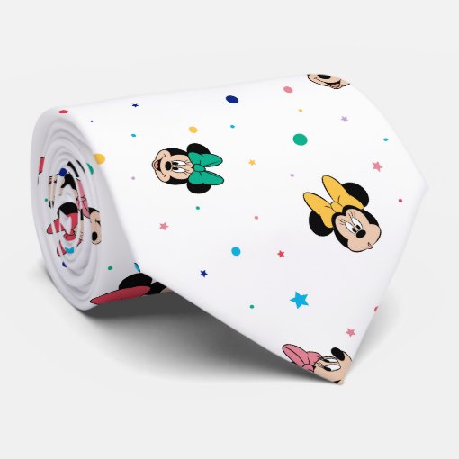 Minnie Mouse Rainbow Bow Pattern Neck Tie | Zazzle