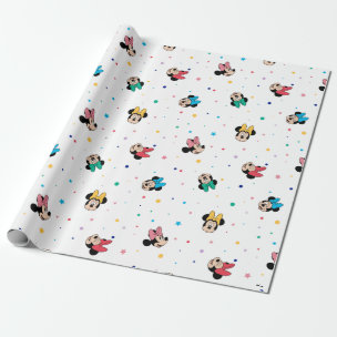 Minnie Mouse Rainbow Bow Pattern Fabric | Zazzle