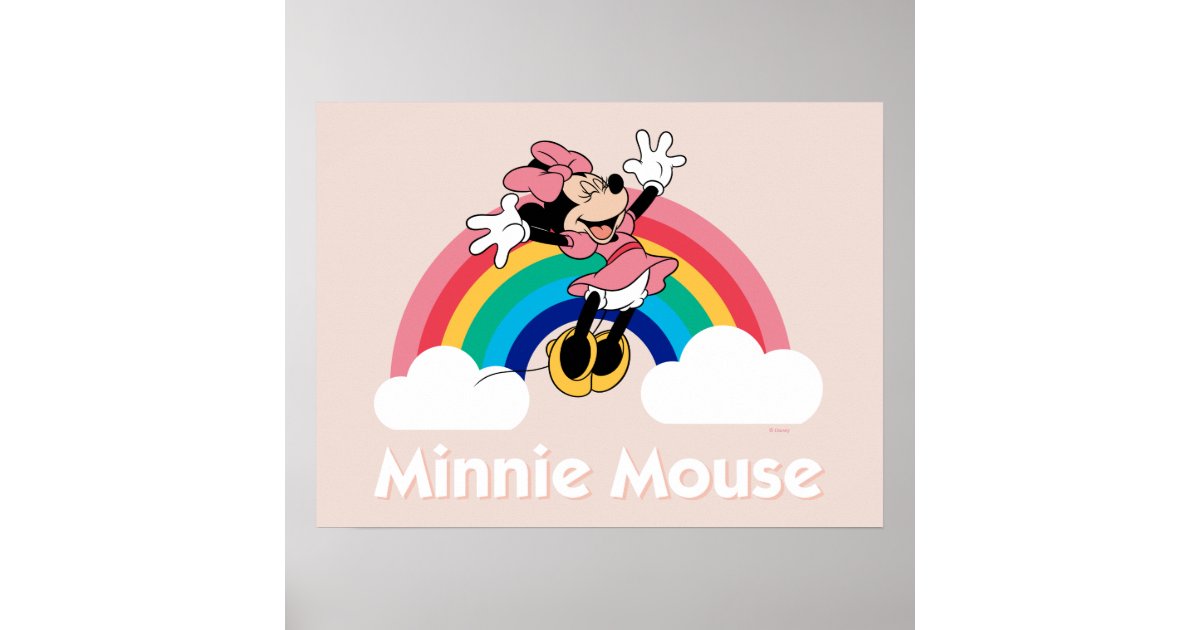 Minnie Mouse | Rainbow & Clouds Poster | Zazzle