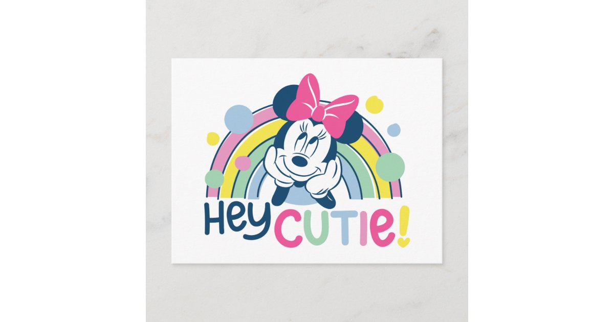 Minnie Mouse Rainbow - Hey Cutie Postcard | Zazzle