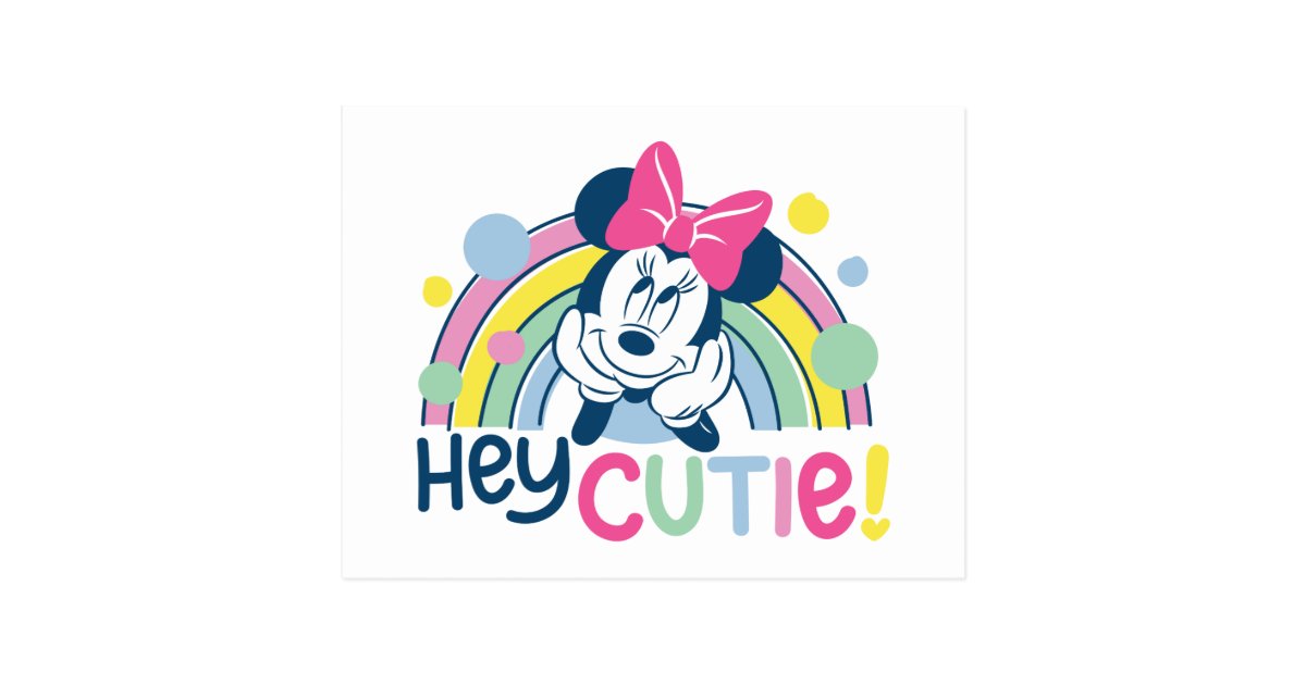 Minnie Mouse Rainbow - Hey Cutie Postcard | Zazzle.com