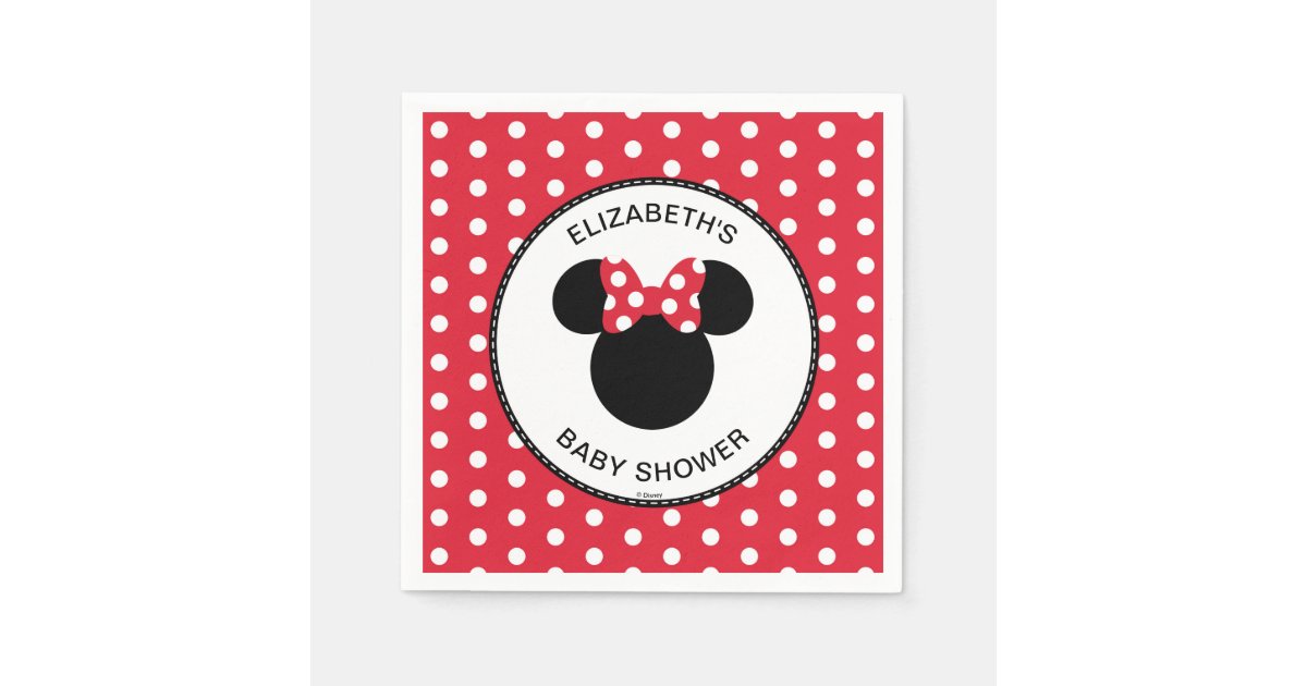 Minnie Mouse | Red & White Polka Dot Baby Shower Napkins | Zazzle