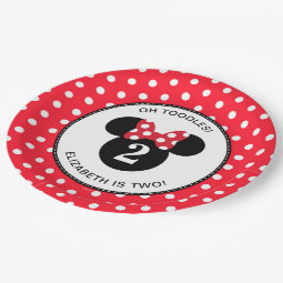 Minnie Mouse | Red & White Polka Dot Birthday Paper Plates | Zazzle