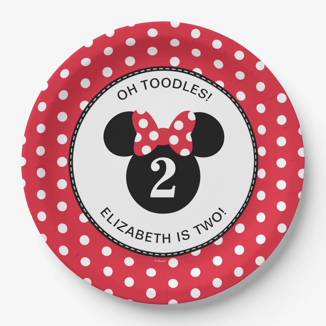 Minnie Mouse | Red & White Polka Dot Birthday Paper Plates | Zazzle