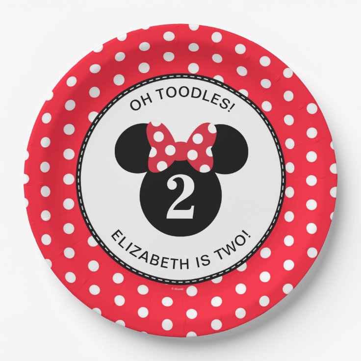 Minnie Mouse | Red & White Polka Dot Birthday Paper Plates | Zazzle