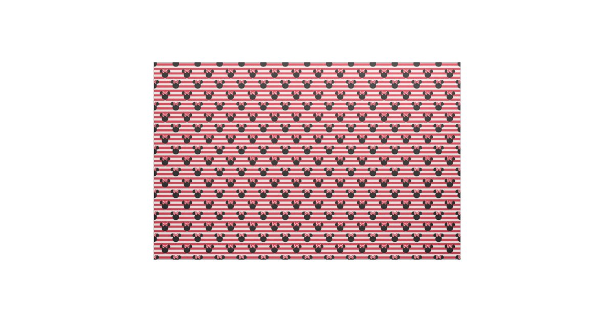 Minnie Mouse | Red & White Stripes Birthday Fabric | Zazzle
