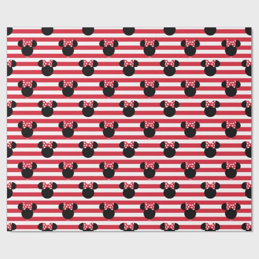 Minnie Mouse | Red & White Stripes Birthday Wrapping Paper | Zazzle