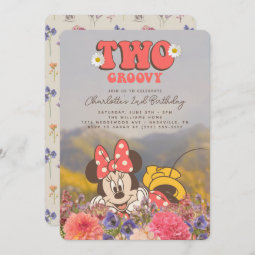 Minnie Mouse Retro Two Groovy Birthday Invitation | Zazzle