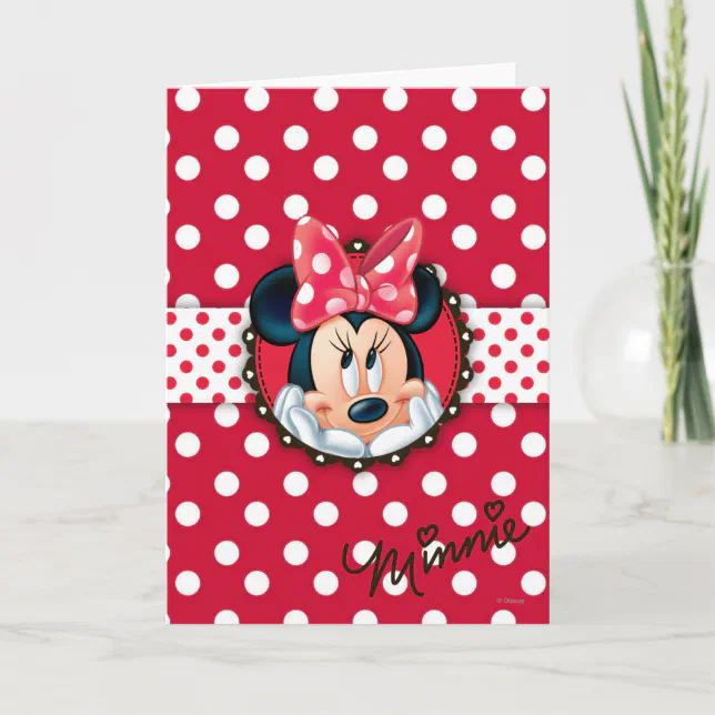 Minnie Mouse | Smiling on Polka Dots Card | Zazzle