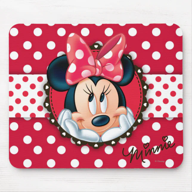 Minnie Mouse | Smiling on Polka Dots Mouse Pad | Zazzle